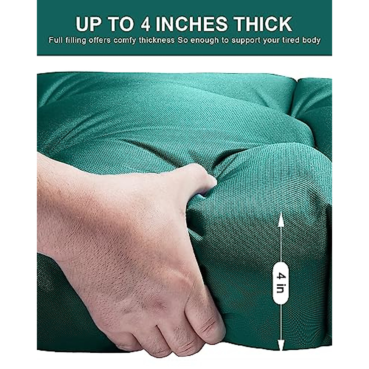 Outdoor Swing Cushions Replacement Bench Cushion Waterproof Swing Cushions 2/3 Seater Waterproof Outdoor Porch Swing Cushions with Backrest, for Outdoor Patio Porch Garden Swing Cushions Dark/green