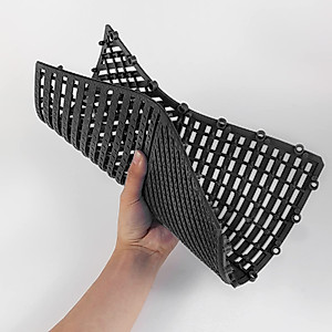 smabee 12Pcs PVC Interlocking Non-Slip Cushion Floor Tile Drain Mat 11.8" x 11.8" for Pool Kitchen Home Deck Boat Patio Balcony (Dark Gray)