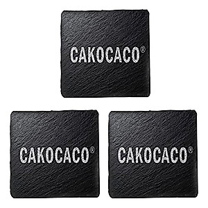 Cakocaco Set of 12 Slate Coasters, Non-Stick, Anti-Slip Drink Coasters, Personalized Engraving Available, Bulk Square Coasters for Drinks, Outdoor Stone Coasters for Any Wood, Marble Dinning Table…