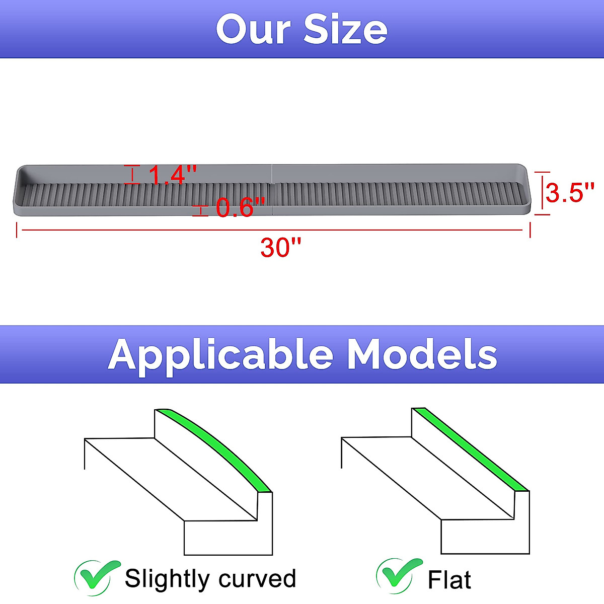 MOSTWOGO Silicone Magnetic Stove Top Shelf, 30" Length Magnetic Spice Rack Over the Stove, Heat Insulated Kitchen Gadgets - Zero Installation, Baffles All Around, Non-Slip Spice Shelf (Grey)
