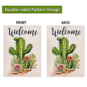 Welcome Cactus Garden Flag Vertical Double Sided Rustic Farmhouse Flag Yard Outdoor Decoration 12.5 x 18 Inch