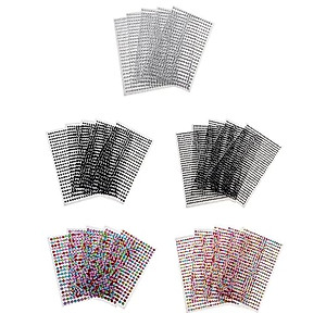 DTOWER 5 Pcs Sparkling Crystal Rhinestone Gem Adhesive Stickers 3mm, Mixed Color, 6mm 5 Pcs