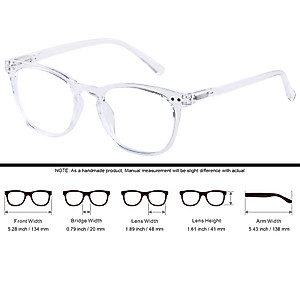 ANDWOOD Blue Light Blocking Glasses Women Men Computer Small Face Frame Bluelight Blocker Teens Square Frame Clear Crystal