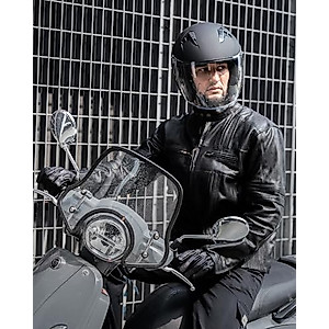 AUBOA Open Face Motorcycle 3/4 Helmets with Dual Visor for Men Women DOT Moped Scooter Cruiser Helmet Model AU-MO328 (Matte Black, L)