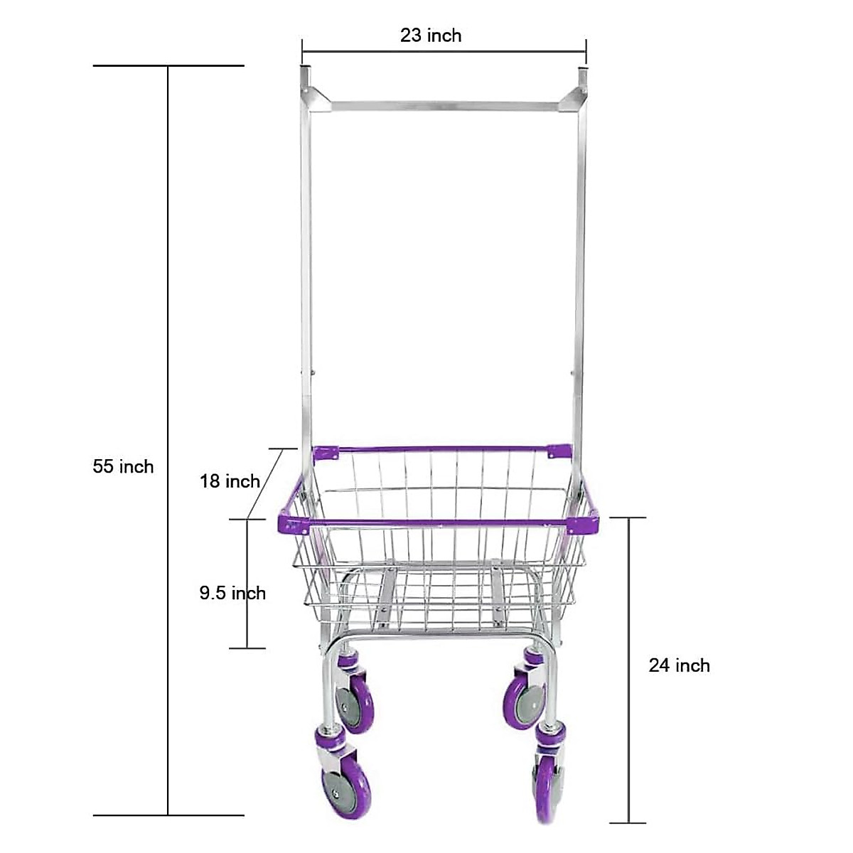 CHAMIN 1.5BU Chrome Coated CART for House and Commercial (Lavender Color) (Powder Coating, 1.5 Bushel)