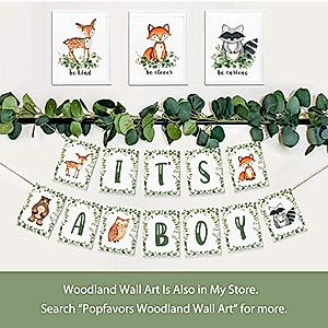 Woodland Baby Shower Banner, Forest Animals Creatures It's A Boy Bunting Banner for Woodland Baby Shower Decorations