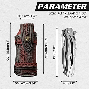 Leather Pocket Knife Pouch with 5 "Folding Knife Holster with Belt Ring Folding Knife Holster