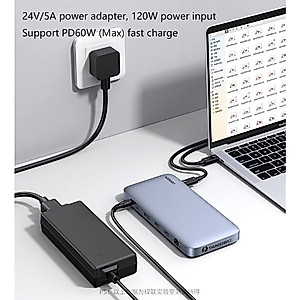 Port Expander USB C Hub 10-in-1 with DP 1.4, DC Power Port, 2 USB 3.1, USB C 3.1, USB 3.0, Ethernet, 3.5mm Audio Port, SD/TF USB Splitter