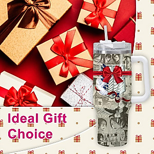 TEEDUU Tumbler M1kasa Insulated Tumbler With Handle Stainless Steel Double Wall Vacuum AOT Anime Tumblers Hot Cold Tea Coffee Travel Cup Thermos Mug Birthday Gift Men Women