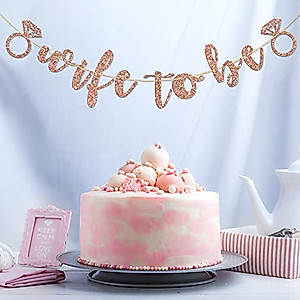 Halodete Wife to Be Banner, Bride to Be Banner, Bridal Shower, Wedding Party Garland Bunting Decorations - Rose Gold Glitter