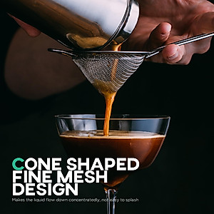 Fine Mesh Sieve Strainer Stainless Steel Cocktail Strainer Food Strainers Tea Strainer Coffee Strainer with Long Handle for Double Straining Utensil 3.3 inch by Homestia