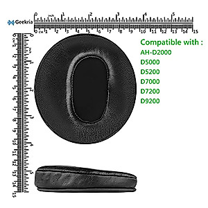 Geekria Elite Sheepskin Replacement Ear Pads for DENON AH-D2000, D5000, D5200, D7000, D7200, D9200 Headphones Earpads, Headset Ear Cushion Repair Parts (Black)