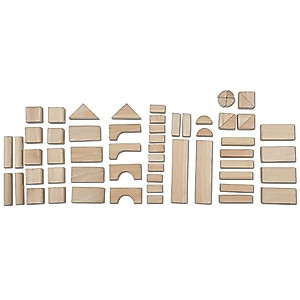 Melissa & Doug Standard Unit Solid-Wood Building Blocks With Wooden Storage Tray (60 pcs) Classic Wooden Blocks For Toddlers Ages 3+