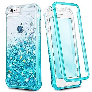 Ruky iPhone 6 6s 7 8 Case, iPhone SE 2020 Case, Glitter Full Body Rugged Liquid Cover with Built-in Screen Protector Shockproof Heavy Duty Girls Women Case for iPhone SE 2022 4.7” (Gradient Teal)