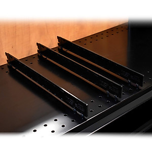 Black Extendable Adjustable Depth Gondola Shelf Dividers for Shelves 14" to 22" D, 100 Pack