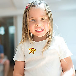 1.5" Large Holographic Gold Star Stickers for Kids Reward, 500 Pcs Foil Star Metallic Stickers Roll for Behavior Chart, Student Planner and School Classroom Teacher Supplies