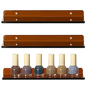 MyGift Transparent Amber Acrylic Wall Shelf, Decorative Storage Display Floating Ledge Shelf Rack, Set of 3