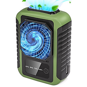CozyHale Portable Waist Clip Fan, 2024 Upgrade Personal Hand-Frees Necklace Fan, Wearable Belt Fan with Rechargeble 10000 mAh Battery Operated, 20H Working Time, 3-Speeds, 12000RPM Airflow (Green)