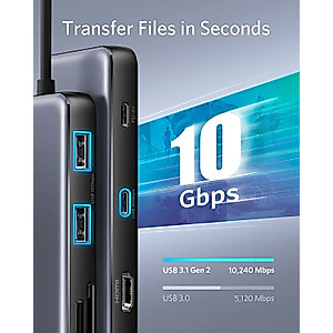 Anker Thunderbolt 3.0 Cable 1.6 ft Supports 100W Charging / 40Gbps Data Transfer & Anker USB C Hub, PowerExpand 8-in-1 USB C Adapter, with 100W Power Delivery, 4K 60Hz HDMI Port, 10Gbps USB C and 2 US