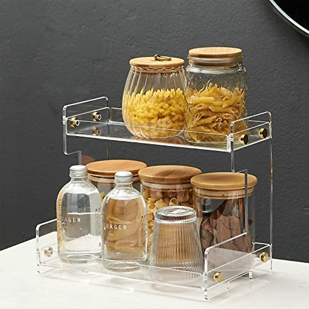 NEWRAIN Bathroom Organizer Countertop, Makeup 2-Tier Organizer Counter Organizer for Cosmetics, Vanity Holder for Lipstick,Cabinet Organizers and Storage