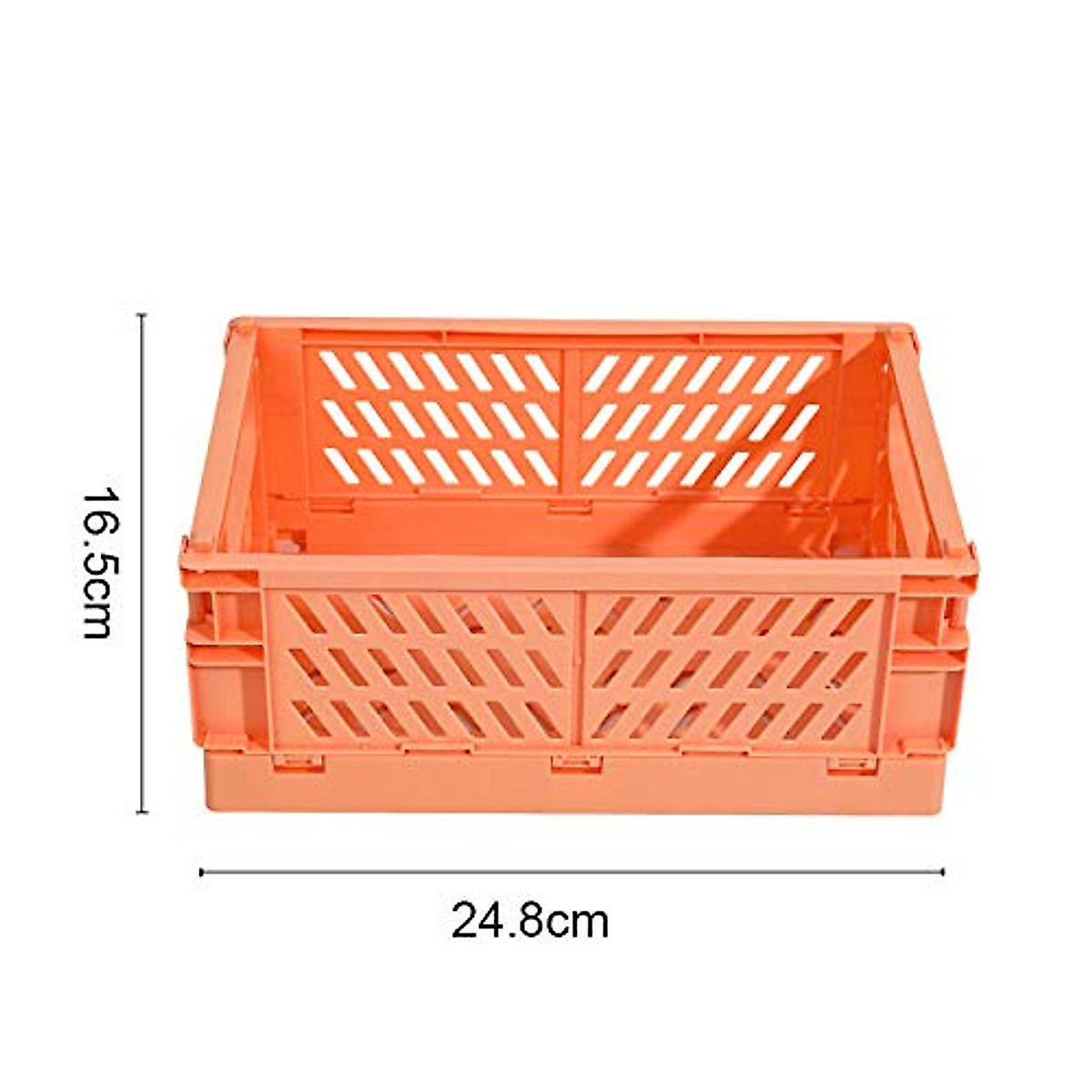 Hefddehy Collapsible Crate Plastic Folding Storage Box Basket Utility Cosmetic Container Pink