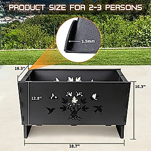 Fire Pits, Outdoor Fire Pit,Firepit for Outside,Wood Burning Fire Pit,28 Inch Cast Iron Fire Pit with Log Grate,Poker Black