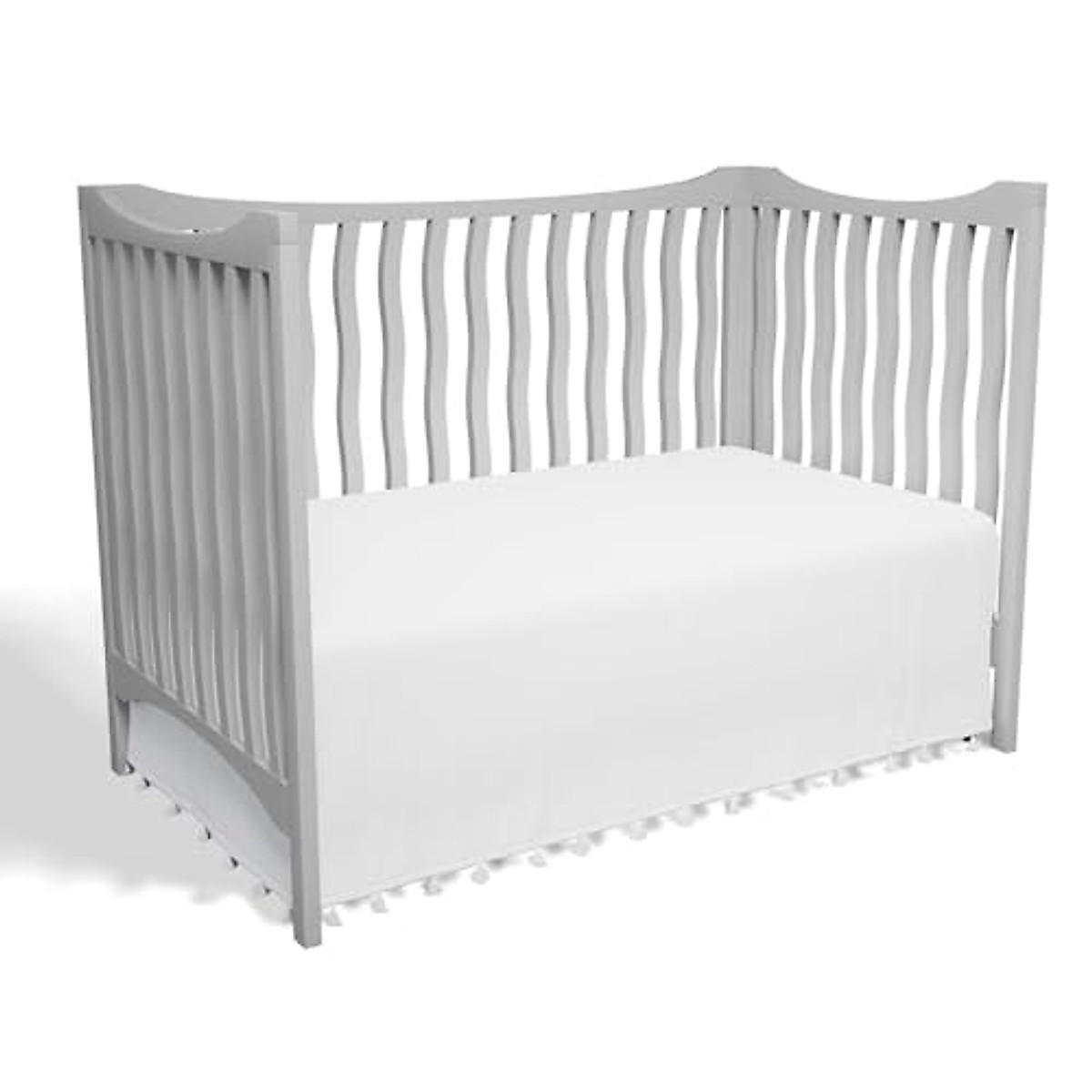 Tadpoles Crib Skirt with Tassel | 28" x 52" with a 14" Drop | Made of 100% Softly Brushed Microfiber Polyester | Easy to Care for | Soft, Smooth, Breathable & Durable | Ideal for Babies | White