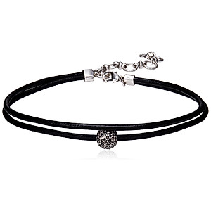 Lucky Brand Womens Leather Choker Necklace, Silver, One Size