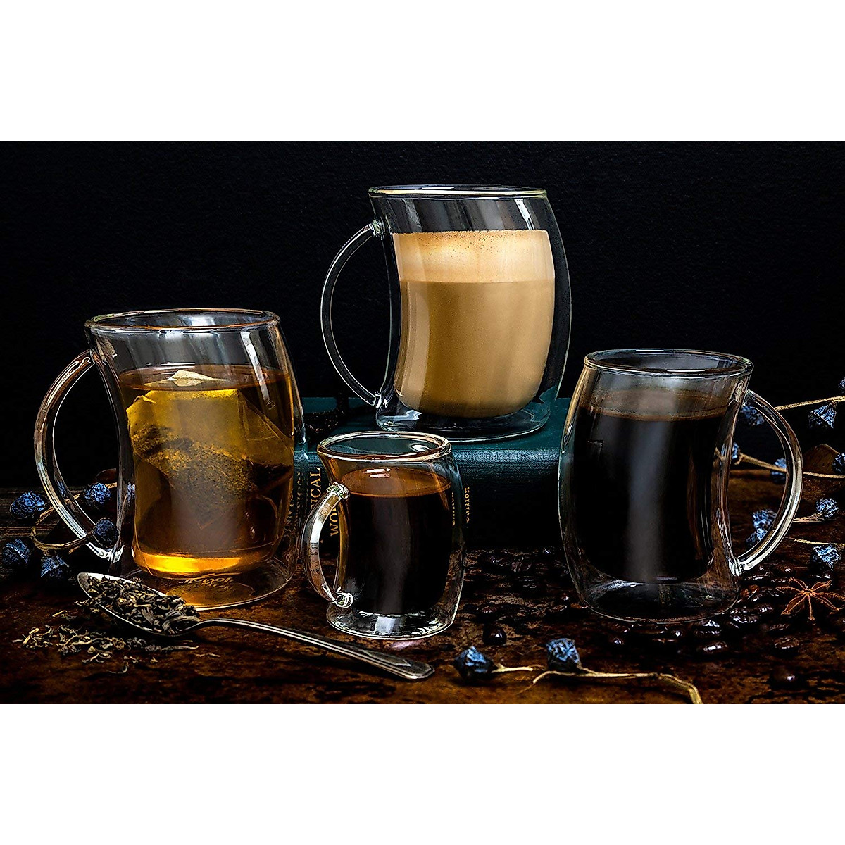 JoyJolt Caleo Collection Double Wall Insulated Glasses Espresso Cups Set of 2 (2-Ounces 60 ML)