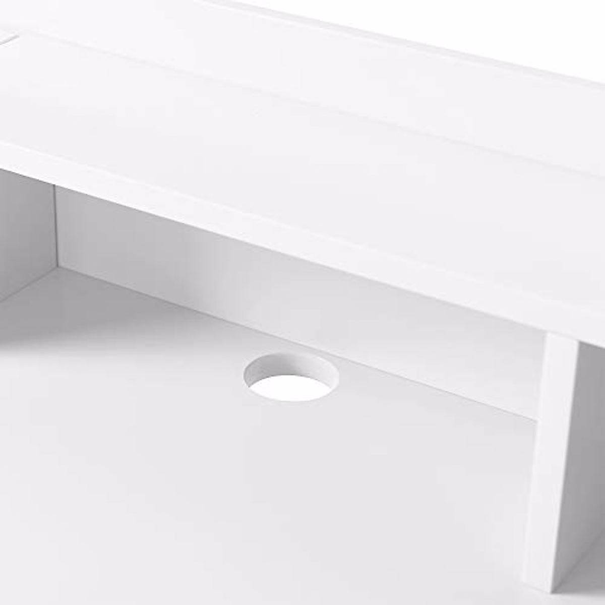 Versanora Creativo White Work Study Table Desk With Storage Drawer Shelf Natural Finish For Living Room Home and Office
