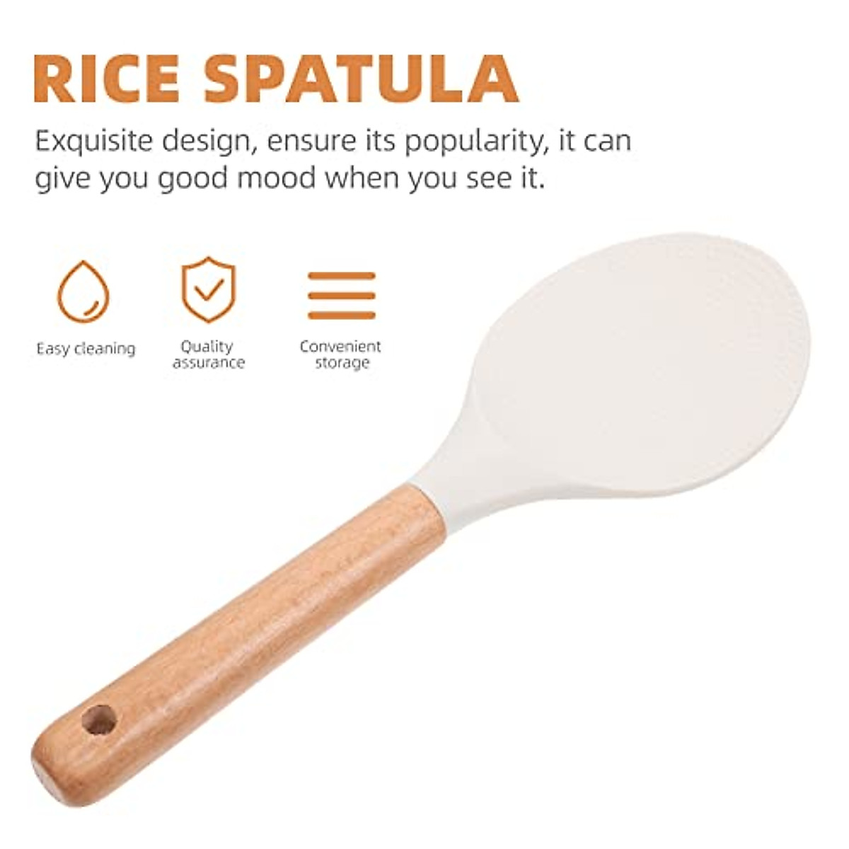 HEMOTON Silicone Rice Paddle Rice Spoon Nonstick Heat- resistant Rice Scooper Rice Spatula Cooking Utensil for Sushi Rice Mashed Potato White