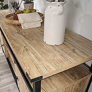 Sauder Steel River TV Stand with Doors, L: 60.24" x W: 19.09" x H: 29.72", Milled Mesquite Finish