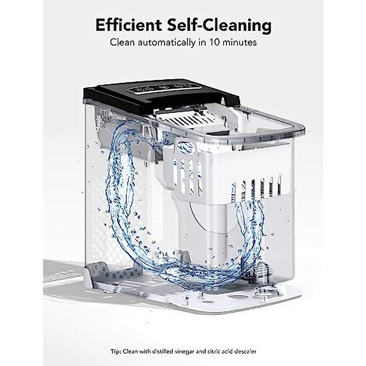 GoveeLife Smart Countertop Ice Makers, Self-Cleaning, Portable Ice Maker Works with Alexa, 9 Cubes Ready in 6min, 26lbs/24H, for Home Kitchen Party Camping, With Ice Scoop Ice Basket Stainless Silver