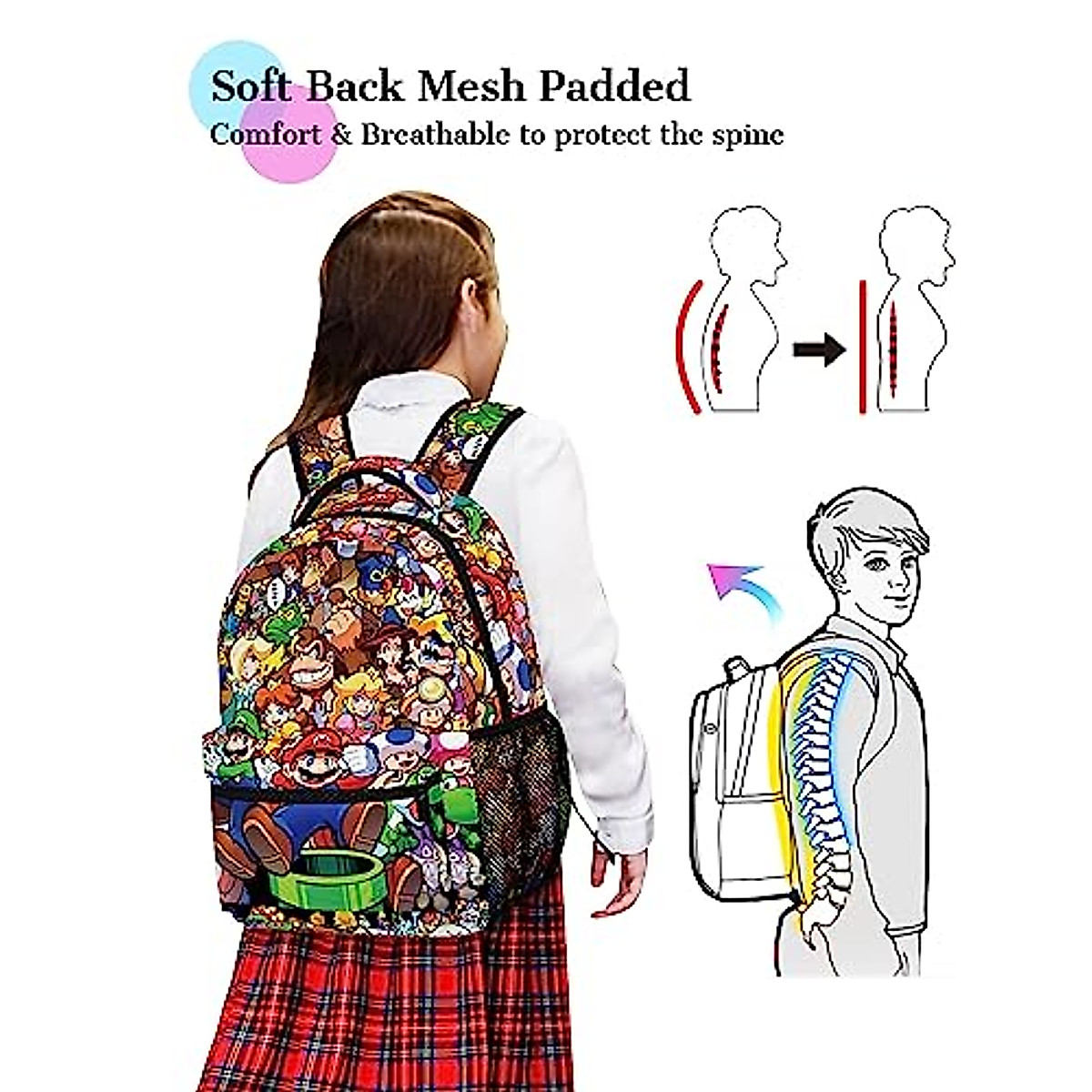 Super Cartoon Backpack Anime 3D Game Printed School Bookbag Laptop Backpacks Travel For Boys Girls Kids Back To-School