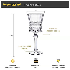 Paysky Wine Glasses Set of 2, Crystal Carving Wine Glass,Elegant Carving Design and Luxury Gift Box is Unique Red Wine Glass Gift for Women or Men 10oz