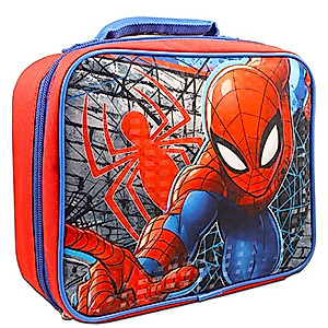 Spiderman Backpack with Lunch Box - Bundle with Spiderman Backpack, Spiderman Lunch Bag, Water Bottle, Stickers, More | Spiderman Backpack and Lunch Box Set