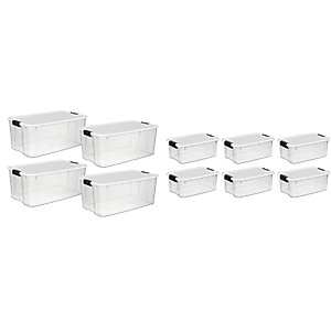 Sterilite 116 Qt and 18 Qt Ultra Latch Boxes, Stackable Storage Bins with Lids (4-Pack and 6-Pack)