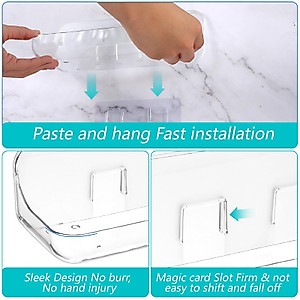 Sibba 2Pcs Acrylic Wall Mount Organizer, Adhesive Shelf with Self-Adhesive Tape, Bathroom Shelves for Wall, No Drilling Hang Walls Shower caddy for Bathroom, Kitchen, Living Room