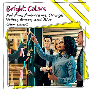 Lined Sticky Notes, 4 x 6, 10 Pack, 500 Sheets (50/Pad), Self Stick Notes with Lines, 6 Bright Assorted Colors, by Better Office Products, Post Memos, Strong Adhesive, 10 Pads