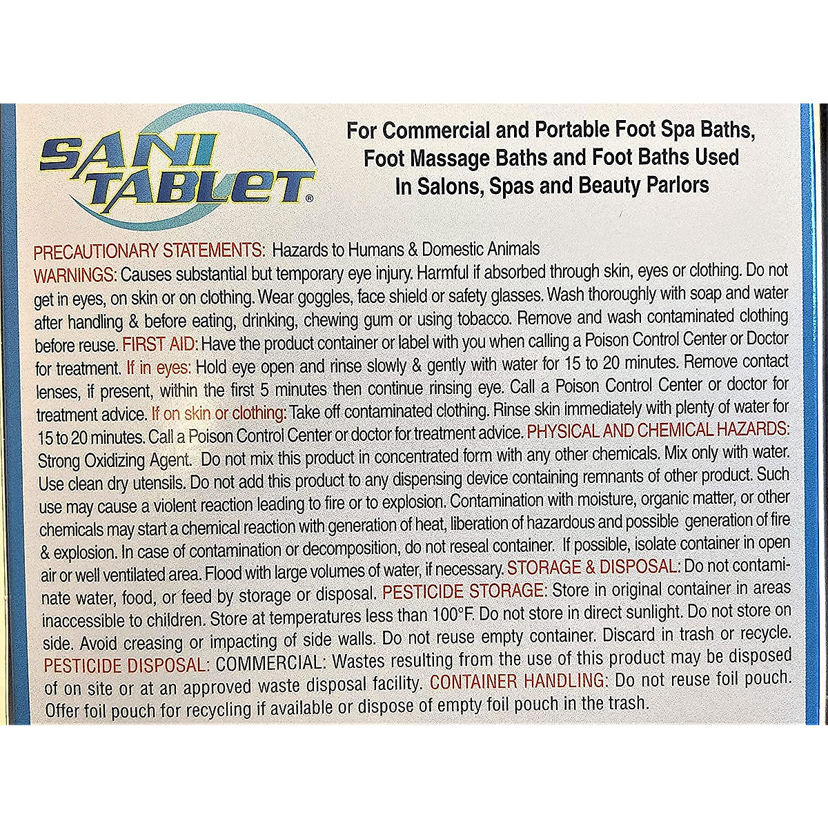 SANI CARE Sani-Tablet 100 Tablets (Model: SAN0100)