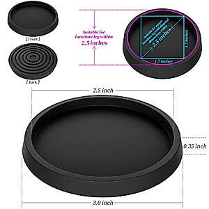 Furniture Leg Coasters 8Pcs Caster Cups 2.5”Non Slip Rubber Pads Hardwood Floors Protectors for Sofa Bed Piano Chair Leg Anti Slide Floor Protector