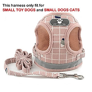 Zunea No Pull Small Dog Harness and Leash Set Adjustable Reflective Step-in Chihuahua Vest Harnesses Mesh Padded Plaid Escape Proof Walking Puppy Jacket for Boy Girl Pet Dogs Cats Pink XS