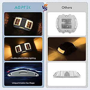 AGPTEK Solar Driveway Lights 4 Pack, Solar Deck Lights Outdoor Dock Marine Lights LED Dock Lights Solar Powered Waterproof Driveway Marker Lights for Warning Step, Sidewalk, Pathway, Garden, Yard