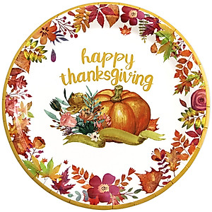 ceiba tree Thanksgiving Disposable Paper Plates and Napkins Sets for 24 Guests Fall 9inch Dinner Plates 7inch Dessert Plates Party Supplies Heavy Duty Dinnerware