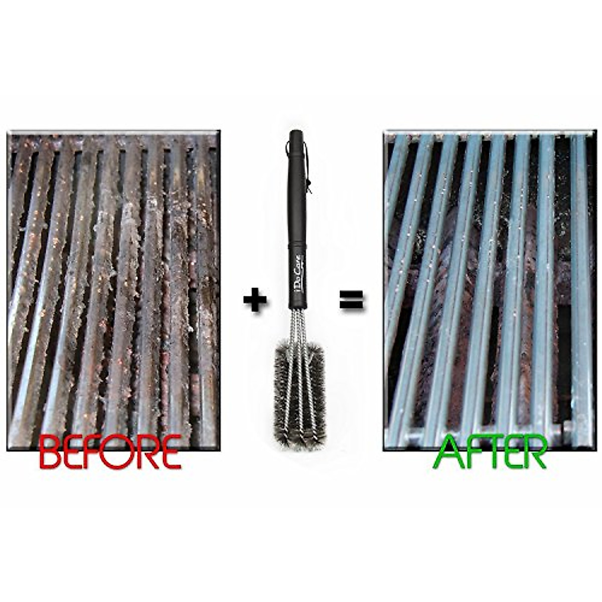 iDoCare 18" Wire Grill Brush - Safe Stainless Steel Brushes 3 in 1 Bristles - BBQ Grill Cleaning Brush for Weber Gas, Charcoal, Porcelain, Cast Iron & All Grilling Grates Accessories Gift