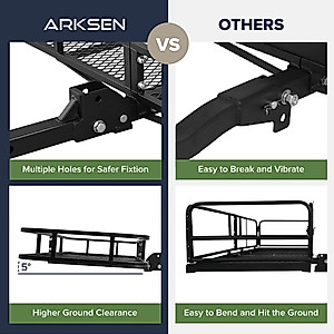 ARKSEN 60 x 24 Inch Folding Cargo Rack Carrier 500 Lbs Heavy Duty Capacity 2 Inch Receiver Luggage Basket Hitch Fold Up for SUV Pickup Camping Traveling Black