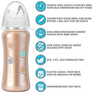 Ultimate Stainless Steel Sippy Cup | 9oz Insulated Sippy Cup for Toddlers Insulates 10+ Hours | Leak-free, Non-toxic Medical Grade Silicone and Stainless Steel Sippy Cup for Baby - Rose Gold