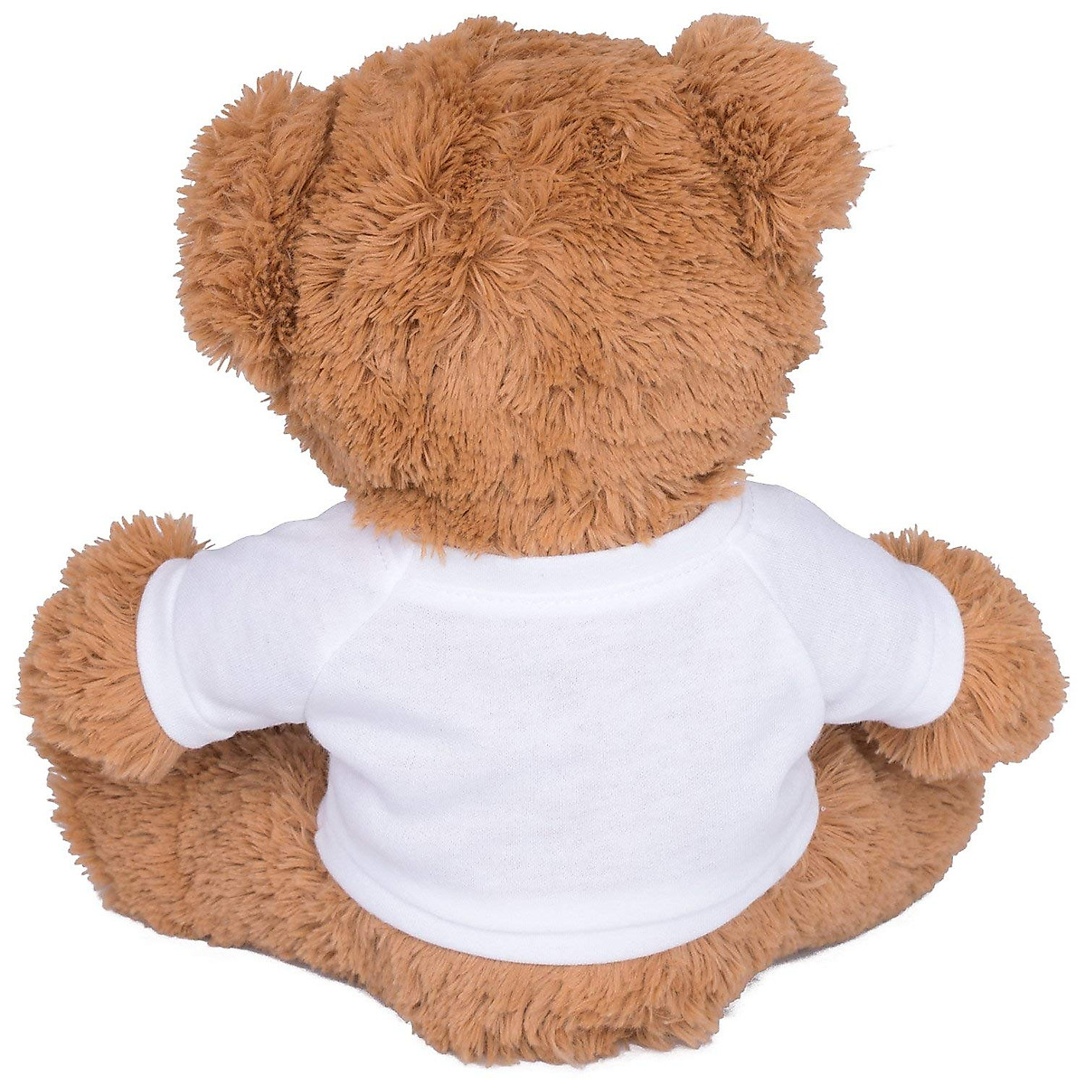 TeesAndTankYou Custom Teddy Bear 8 Inch with Custom Text, Personalized Gift for Anniversary, Graduation, Brown Stuffed Animal White Shirt YT