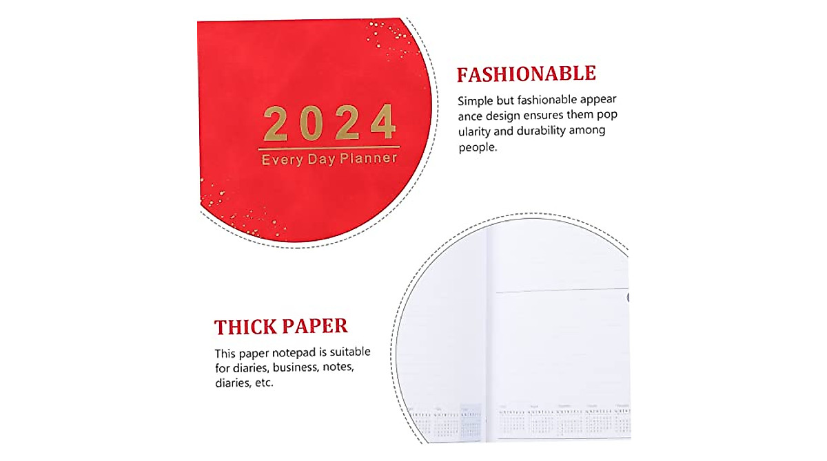 Tofficu 2024 Academic Planner - Red Softcover Notebook