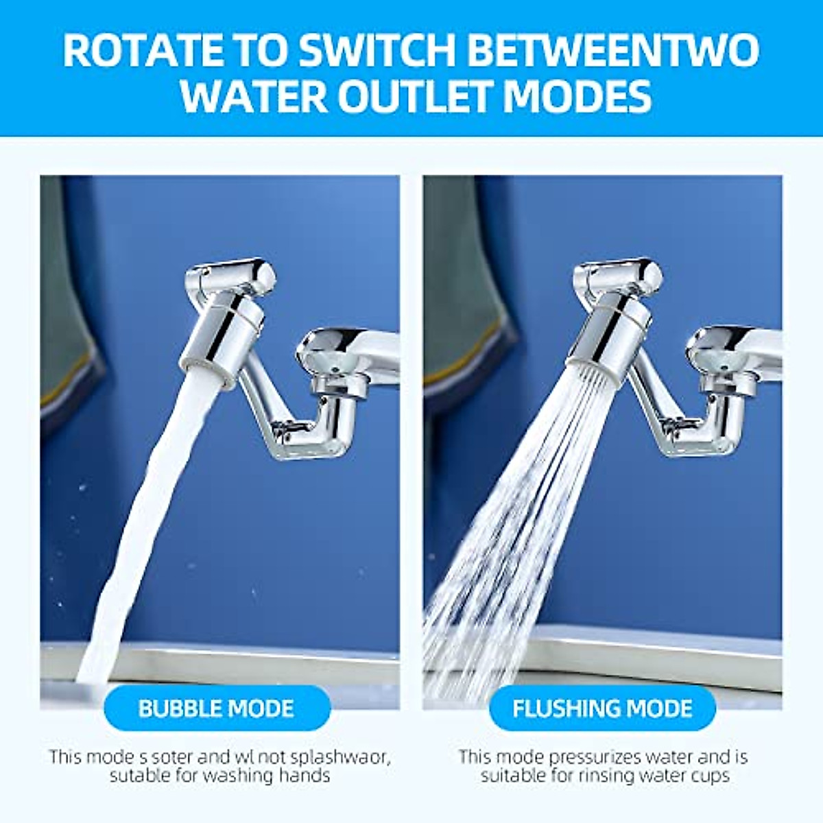 Gnkcrwo Universal Rotating Faucet Extender for Bathroom, 1440° Large Angle Rotating Robotic Arm Water Nozzle Faucet Adaptor, Rotatable Multifunctional Extension Faucet Splash Filter Kitchen Tap Extend